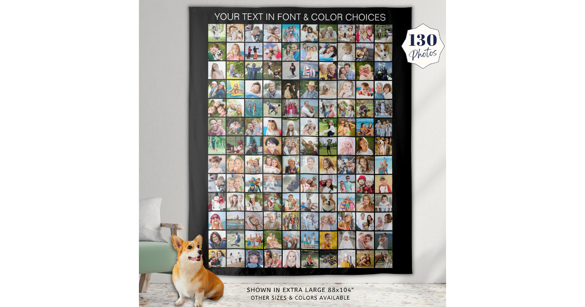 Simple 130 Square Photo Collage Personalized Tapestry | Zazzle