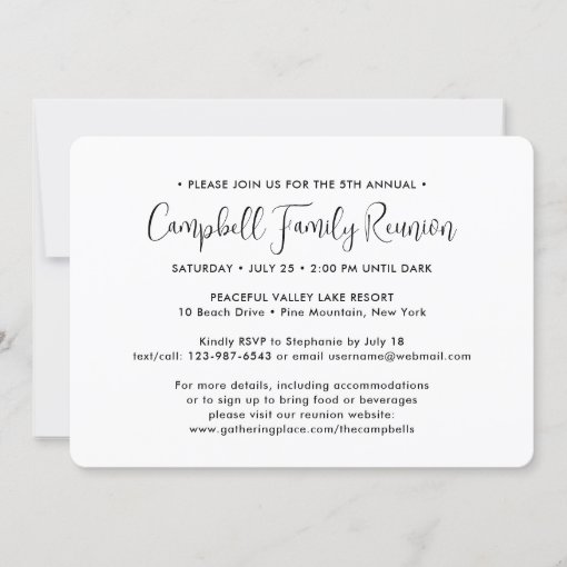 Simple 1 Photo Family Reunion Black and White Invitation | Zazzle
