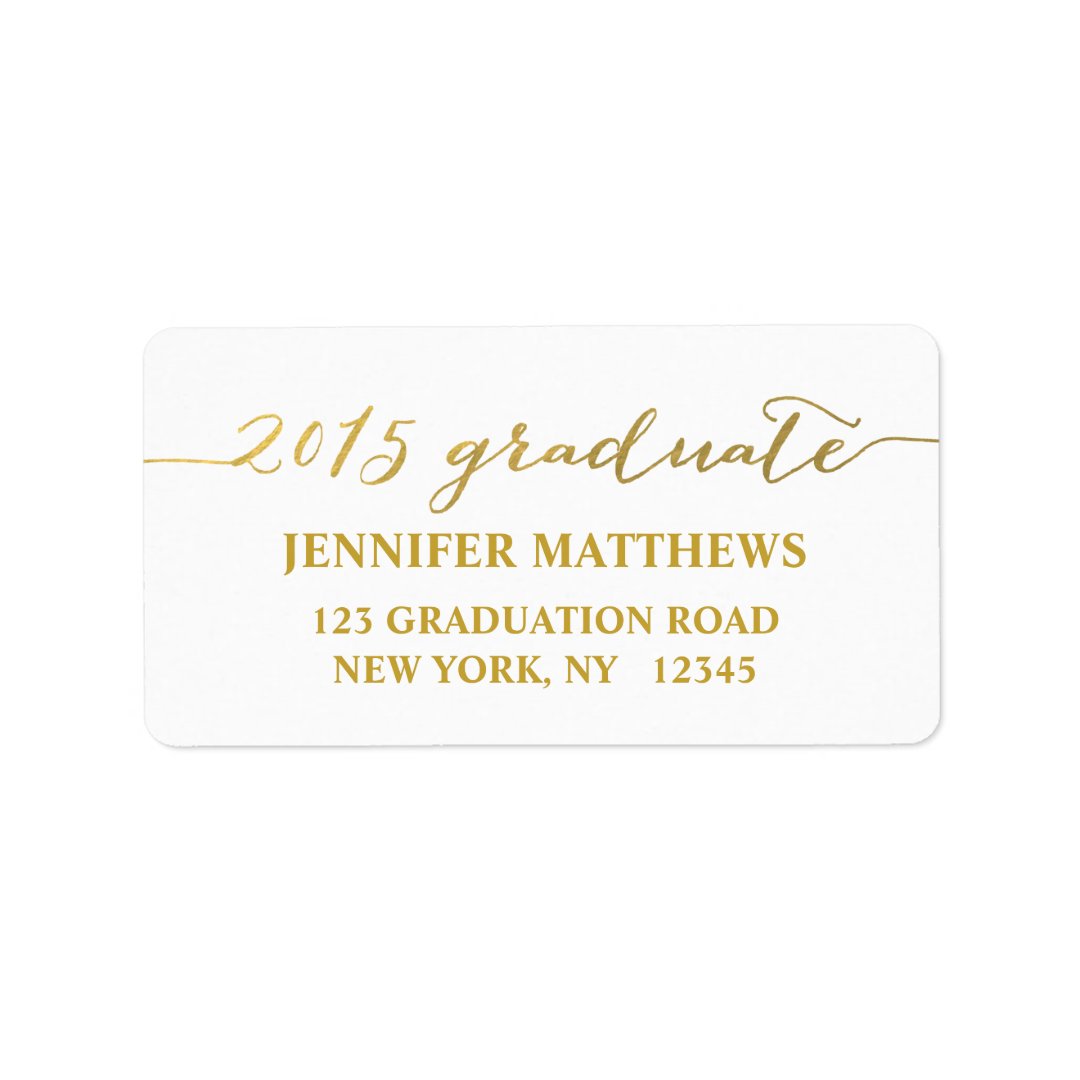 Simple 2015 Grad Gold Graduation Address Label | Zazzle