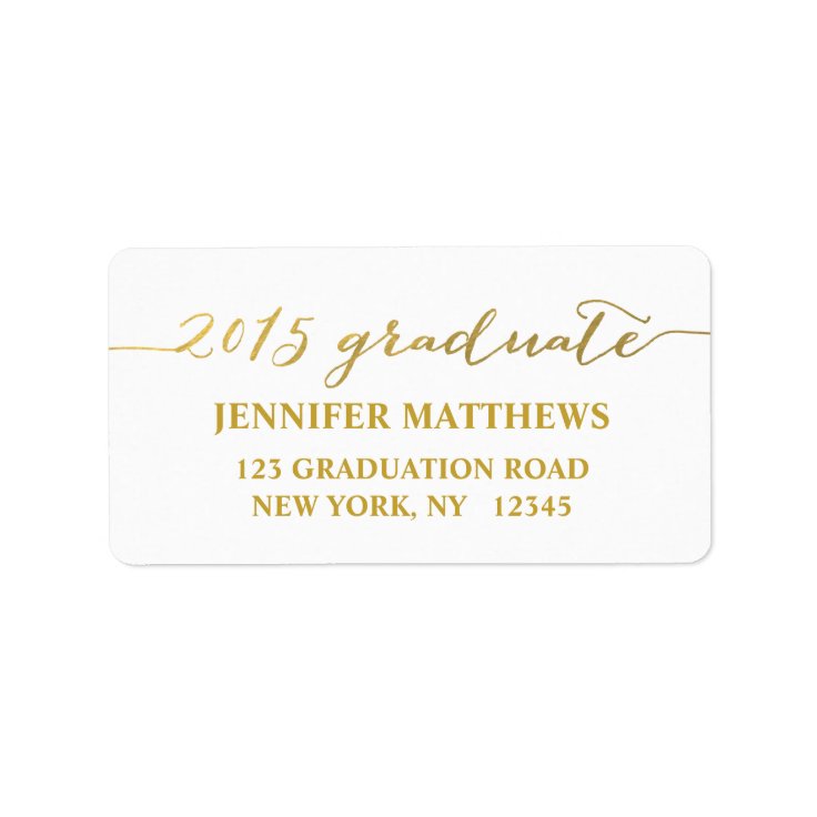 Simple 2015 Grad Gold Graduation Address Label | Zazzle