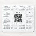 Simple 2024 Calendar Business QR Code on White Mouse Pad | Zazzle