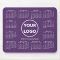 Simple 2025 Calendar Business Logo on Purple Mouse Pad | Zazzle