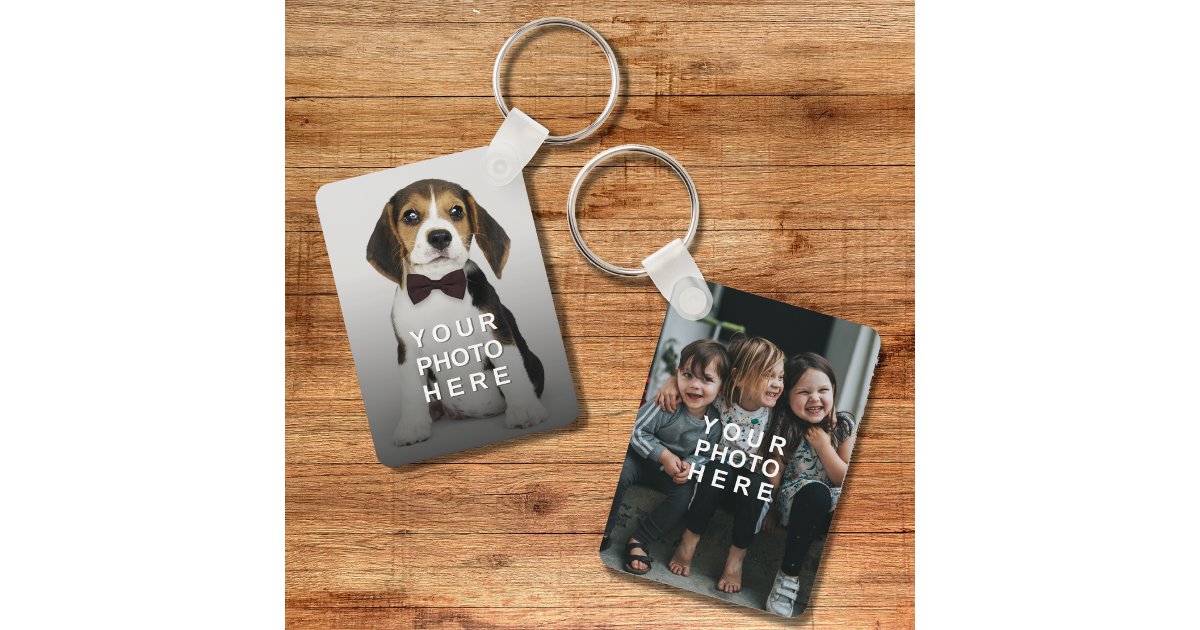 Simple 2-Photo Double-Sided Keychain | Zazzle