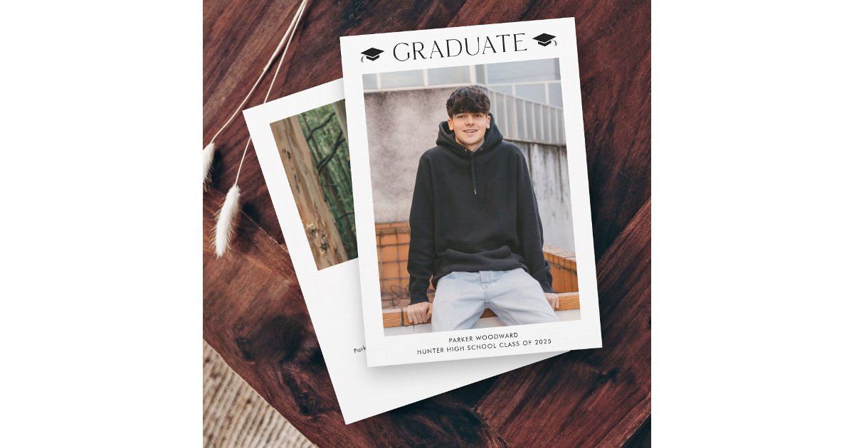 Simple 2 Photo Graduation Announcement | Zazzle