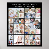 Simple 30 Photo Collage Custom Color and Text Poster | Zazzle