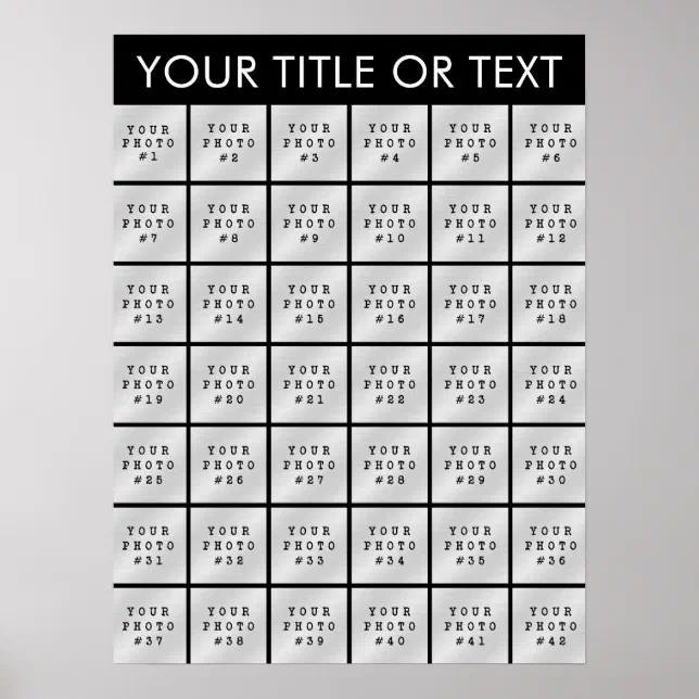 Simple 42 Photo Collage Personalized Custom Color Poster | Zazzle