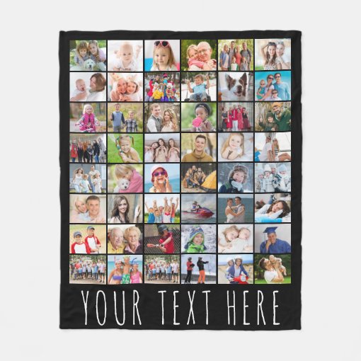 Simple 48 Photo Collage Your Color Personalized Fleece Blanket | Zazzle