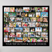 Simple 49 Photo Collage Multiple Shapes Poster | Zazzle
