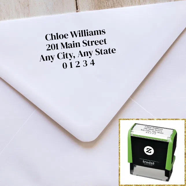 Simple 4 line Return Address Basic Minimalist Self-inking Stamp | Zazzle
