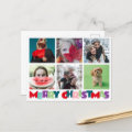 Simple 6 Insta Photo Collage Merry Christmas Postcard | Zazzle