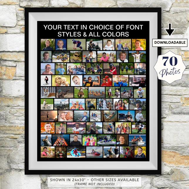 Simple 70 Photo Collage Custom Personalized Poster | Zazzle