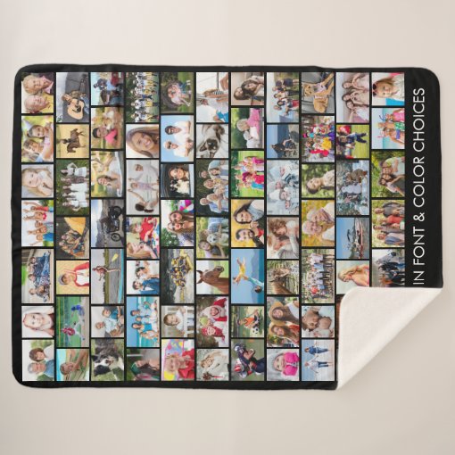 Simple 77 Multiple Shape Photo Collage Your Color Sherpa Blanket | Zazzle