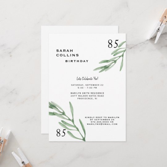 Simple 85th Birthday Party Invitation | Zazzle.com