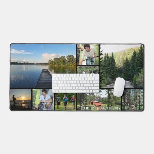 Simple 9 Photo Collage Personalized Desk Mat | Zazzle
