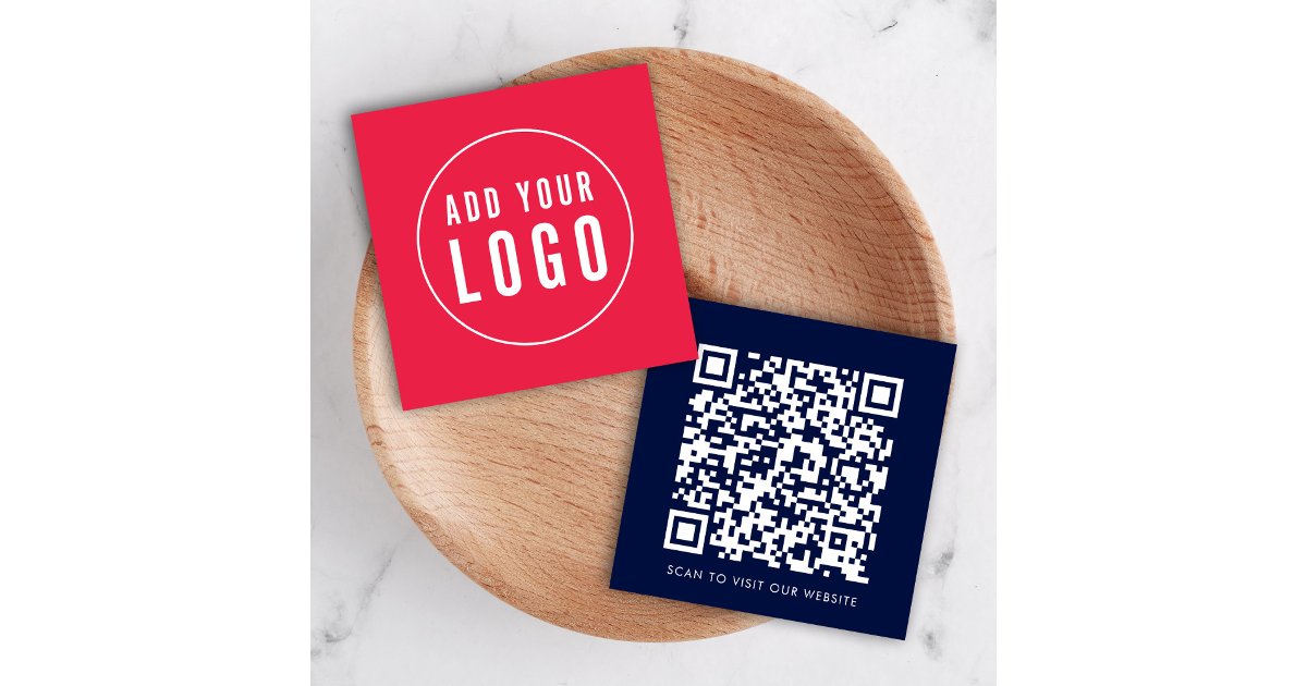 Simple Add Your Logo and QR Code Editable Color Square Business Card ...