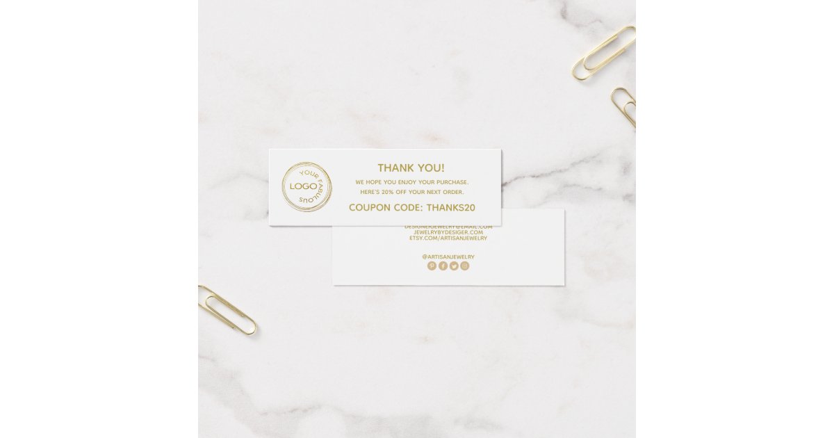 Simple Add Your Logo Thank You Package Insert | Zazzle