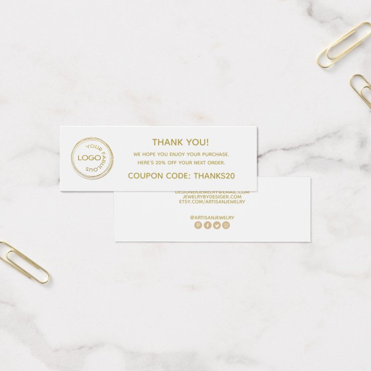 Simple Add Your Logo Thank You Package Insert | Zazzle