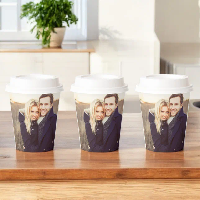 Simple Add Your Own Photo Text Paper Cups | Zazzle