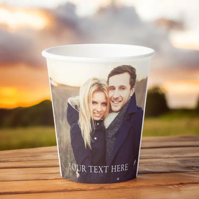 Simple Add Your Own Photo Text Paper Cups | Zazzle