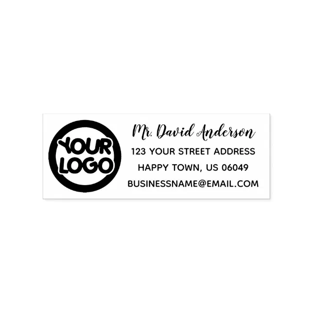 Simple Address Email Business Logo Rubber Stamp | Zazzle