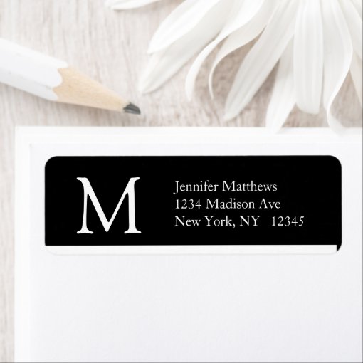 Simple Address Labels Monogram Modern | Zazzle