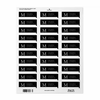 Simple Address Labels Monogram Modern | Zazzle