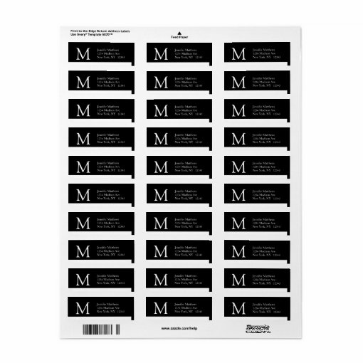 Simple Address Labels Monogram Modern | Zazzle