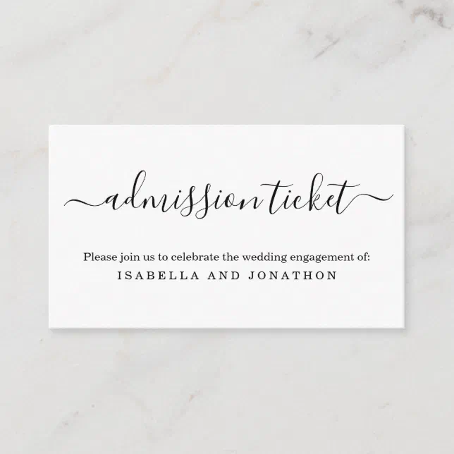 Simple Admission Ticket Enclosure Card | Zazzle