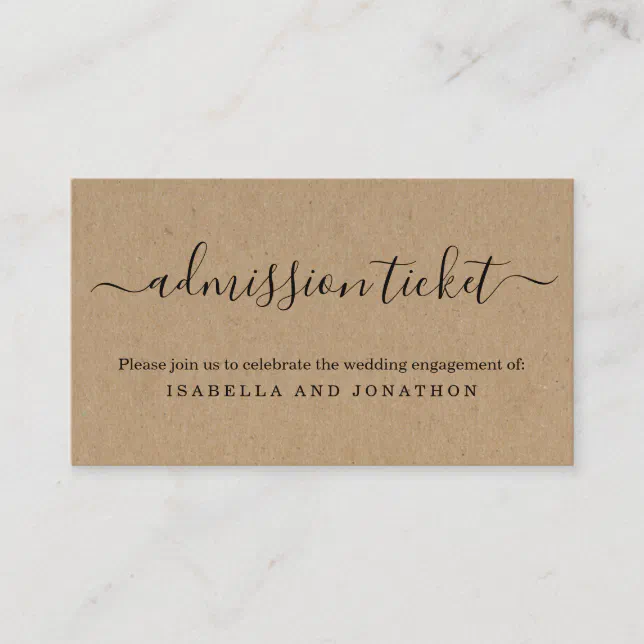 Simple Admission Ticket Enclosure Card - Kraft | Zazzle