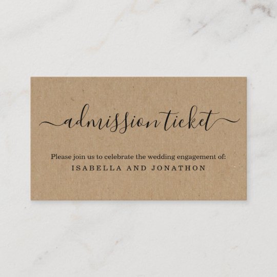 Simple Admission Ticket Enclosure Card - Kraft | Zazzle.com
