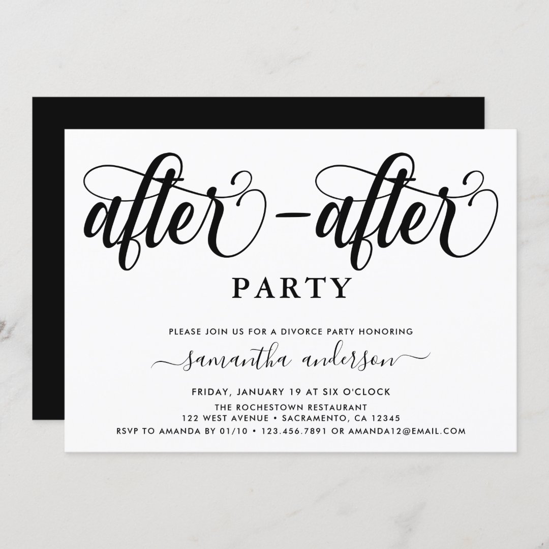 Simple After After Party Divorce Party Invitation | Zazzle