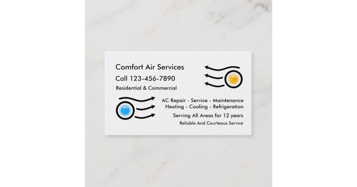 Simple Air Conditioning Business Cards | Zazzle.com