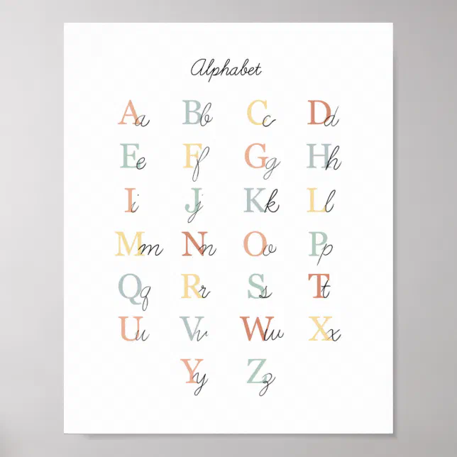 Simple Alphabet Chart Illustration Classroom Decor | Zazzle