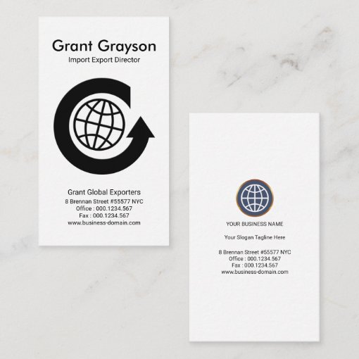 Simple Alphabet-G Global Circle Import Export Business Card | Zazzle