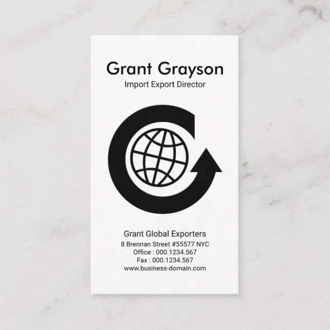 Simple Alphabet-G Global Circle Import Export Business Card | Zazzle