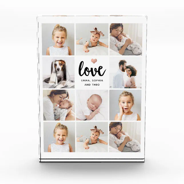 Simple and Chic Collage | Love with Heart Photo Block | Zazzle