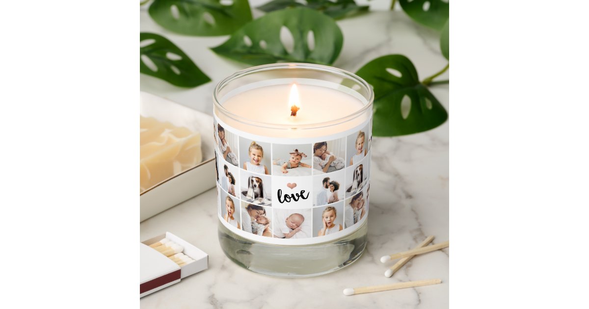 Simple and Chic Multi Photo Collage | Love Scented Candle | Zazzle
