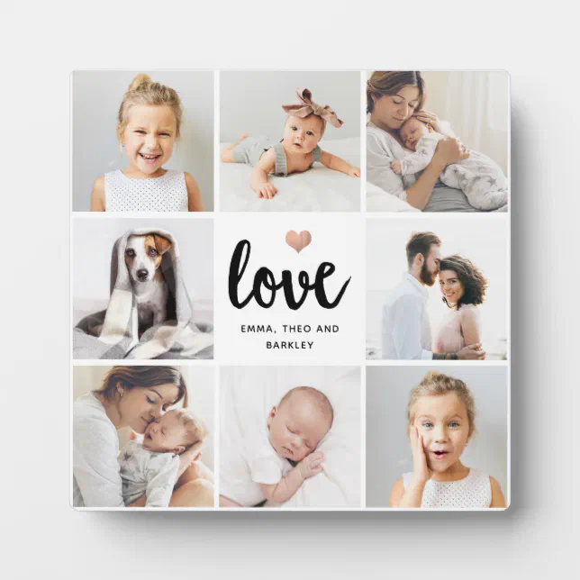Simple and Chic Photo Collage | Love with Heart Plaque | Zazzle