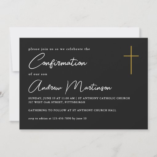 Simple and Classic Black and White Confirmation Invitation | Zazzle