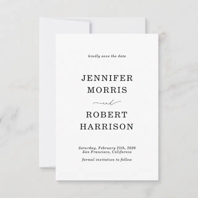 Simple and Classic Save the Date Card | Zazzle
