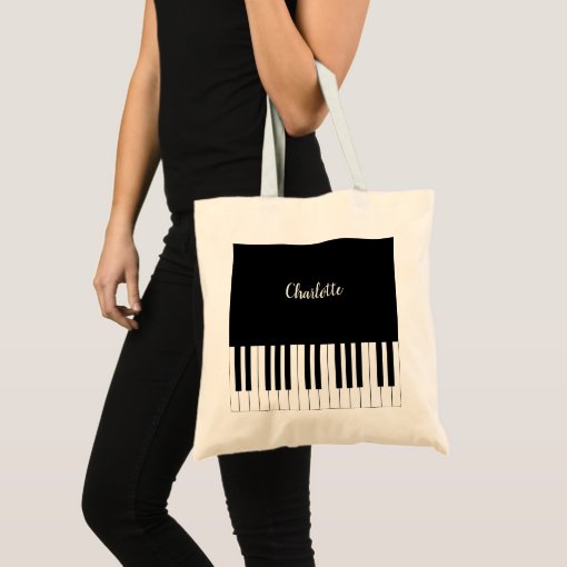 Simple and Elegant Black and White Piano Keyboard Tote Bag | Zazzle