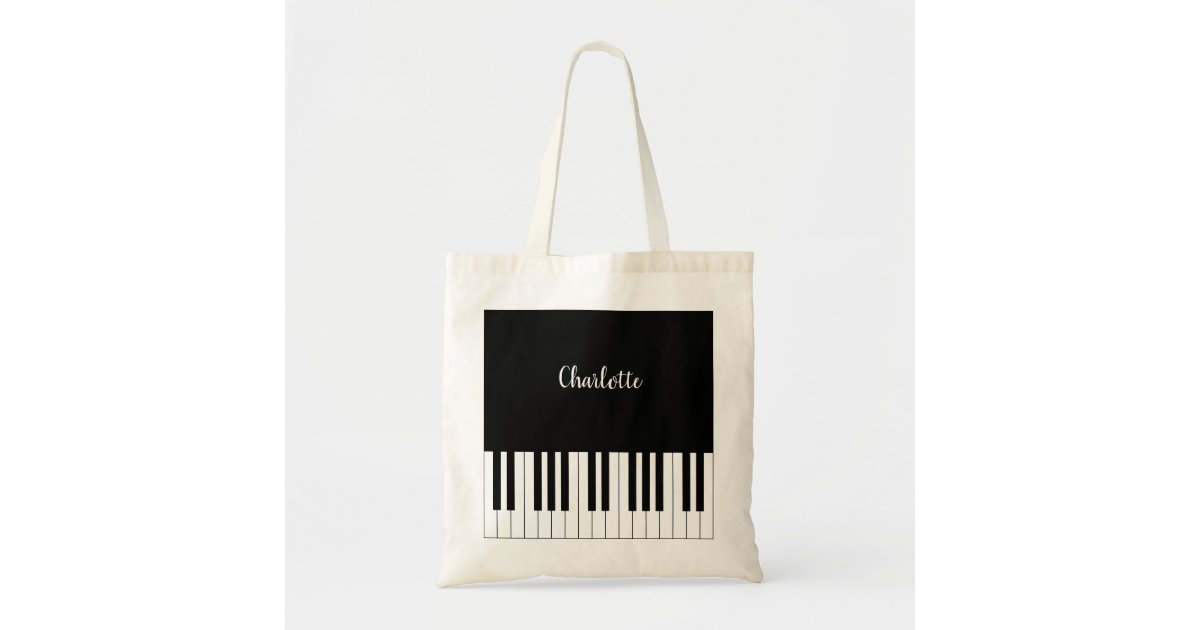 Simple and Elegant Black and White Piano Keyboard Tote Bag | Zazzle