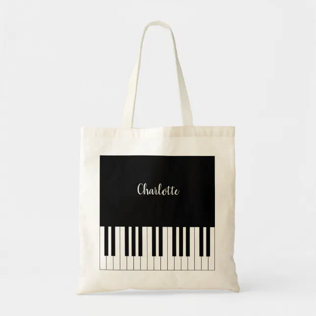 Simple and Elegant Black and White Piano Keyboard Tote Bag | Zazzle