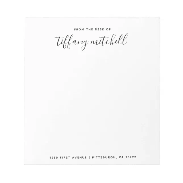Simple and Elegant Black and White | Typography Notepad | Zazzle