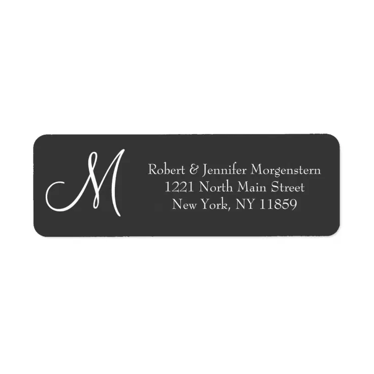 Simple and Elegant, Black & White Monogram Address Label | Zazzle
