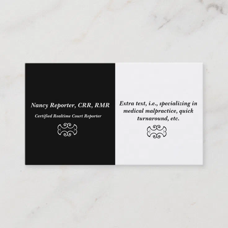 Simple and Elegant Court Reporter Business Cards | Zazzle
