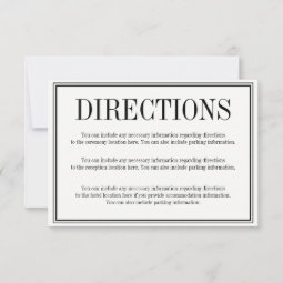 Simple and Elegant Directions Enclosure Card | Zazzle