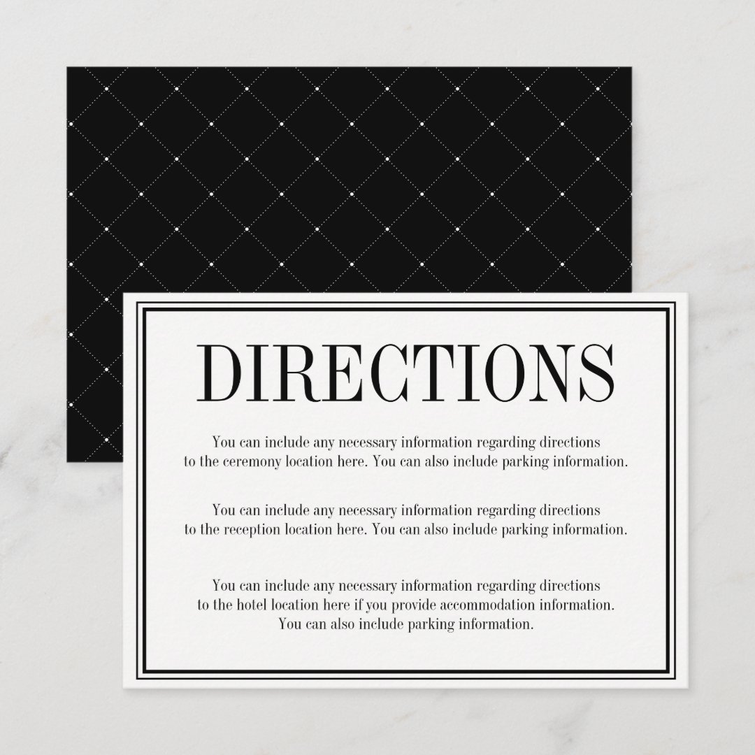 Simple and Elegant Directions Enclosure Card | Zazzle