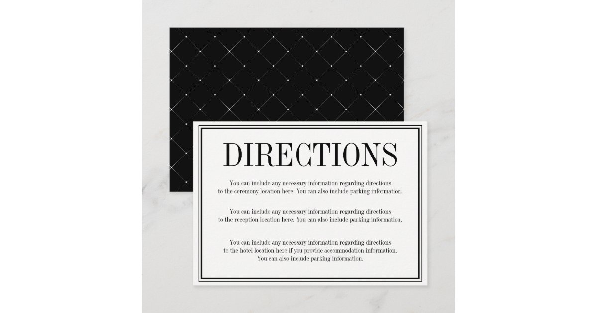 Simple and Elegant Directions Enclosure Card | Zazzle