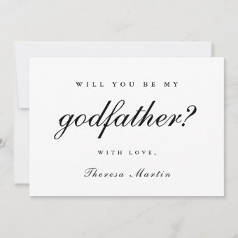 Simple and Elegant Godfather Proposal Black Invitation | Zazzle